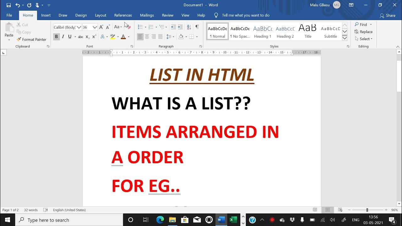 CREATING LIST IN HTML - YouTube