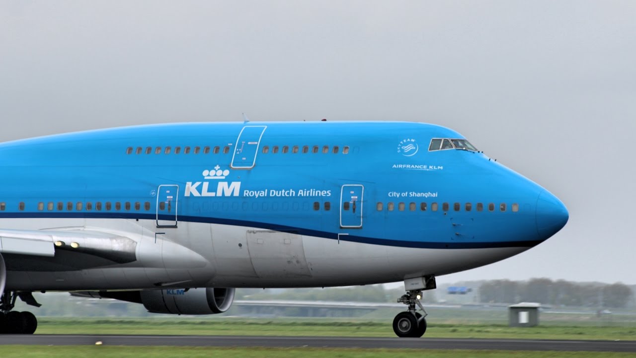 [4K] HARD BOEING 747 KLM LANDING - Amsterdan Schiphol Planespotting ...