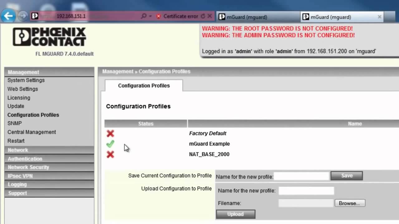 FL mGuard tutorial Save, download and upload a configuration Phoenix ...