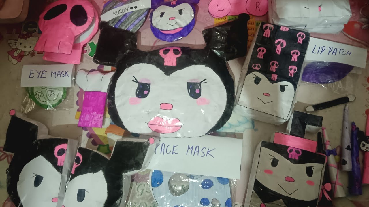 kuromi makeup with skincare 🩷paper diys🩷asmr #youtubeshorts #diy # ...