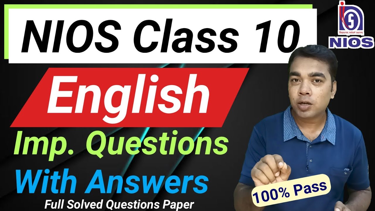 NIOS English Important Questions with Answers Class 10 - YouTube