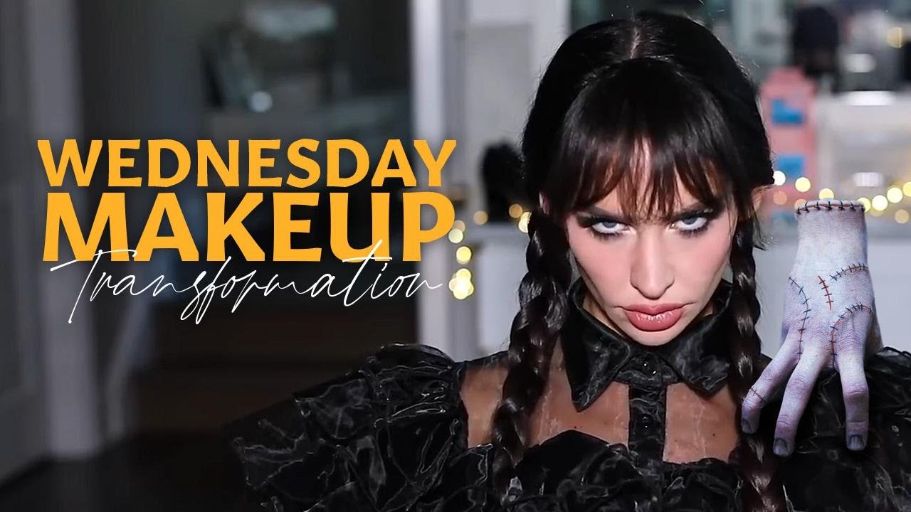 WEDNESDAY HALLOWEEN MAKEUP TUTORIAL - YouTube