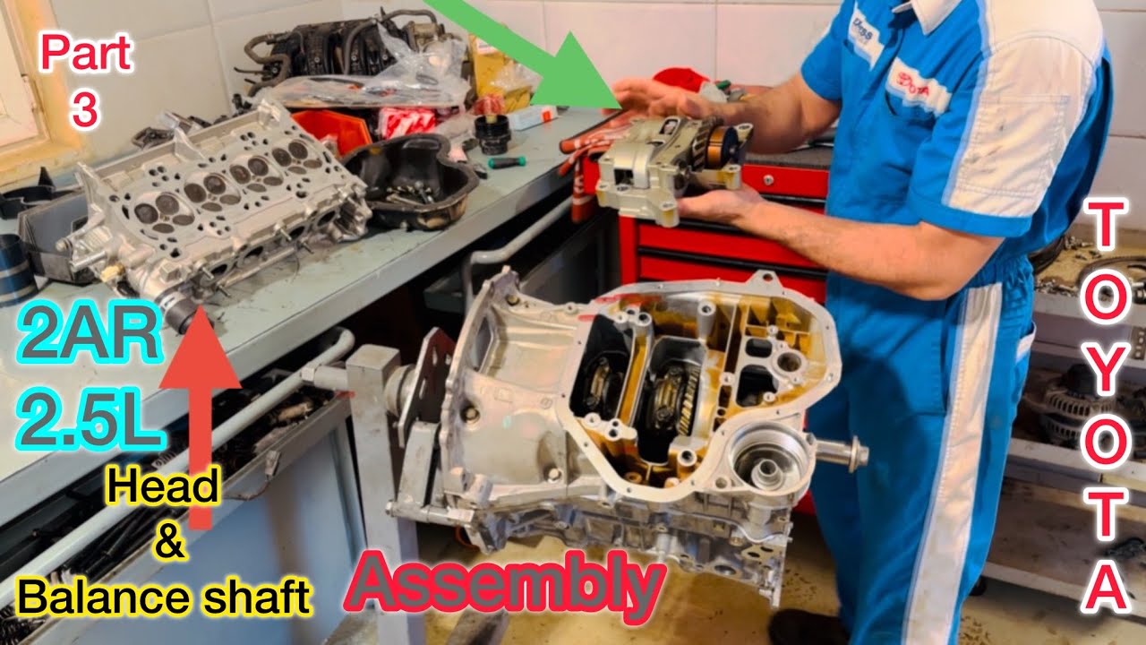 2AR engine reassembly || Head reassembly and balance shaft installation ...