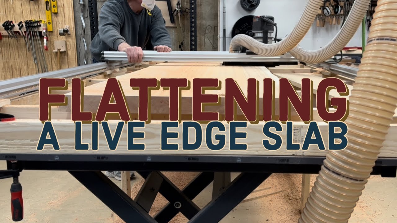 Flattening a Live Edge Slab - YouTube
