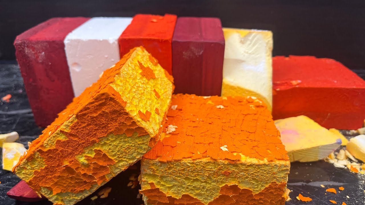 Yellow, Orange, Red Dyed Gym Chalk ASMR **Powder View** - YouTube