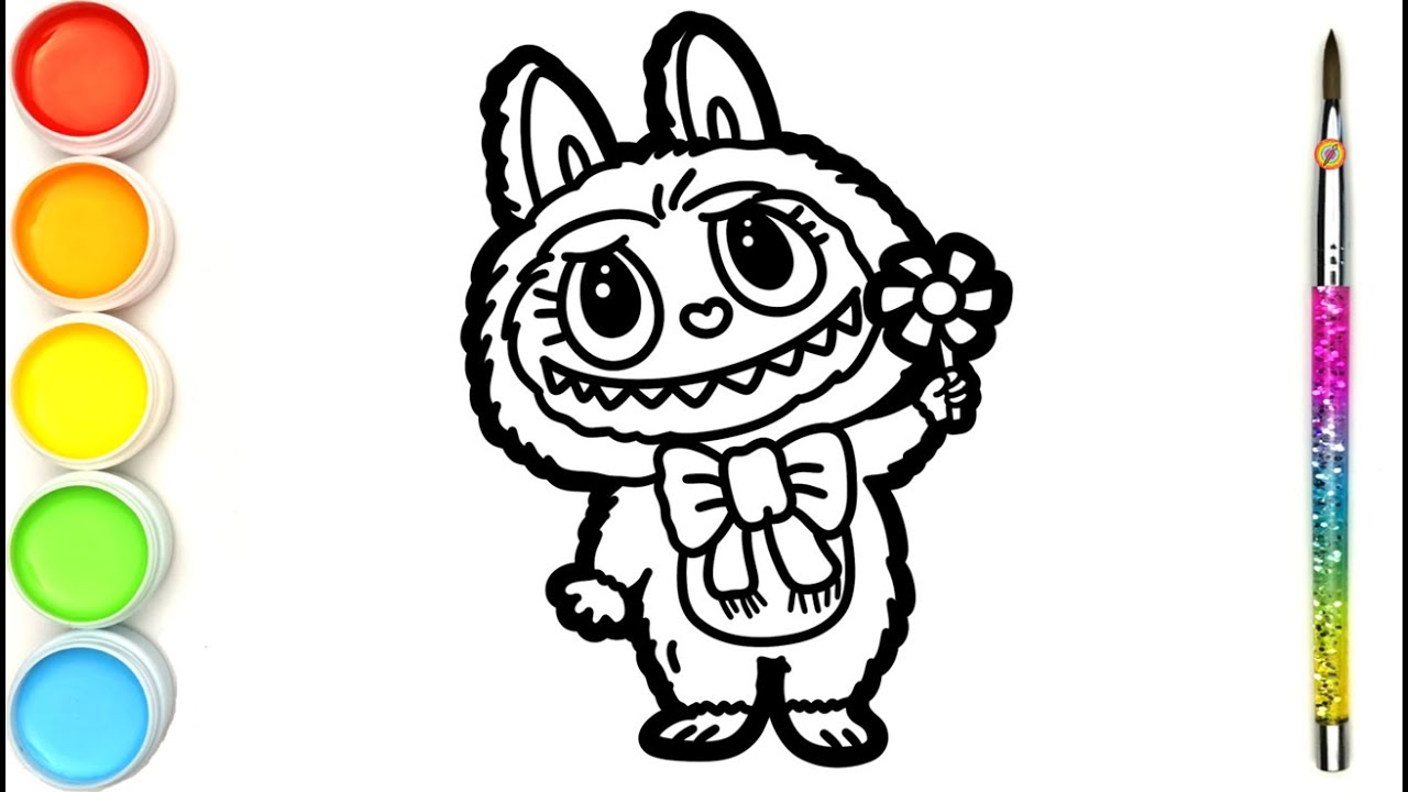 Labubu yang Lucu membawa bunga warna-warni - YouTube