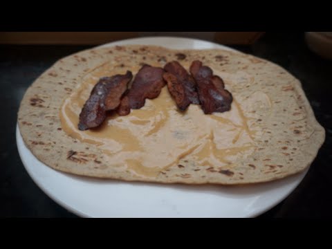Protein, PB2, turkey bacon and a Flatout Wrap - YouTube