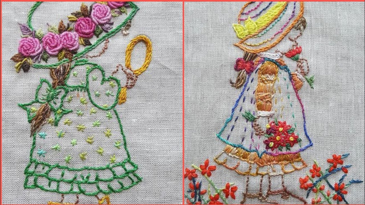 Handmade Embroidery Doll designs for wallhanging - YouTube