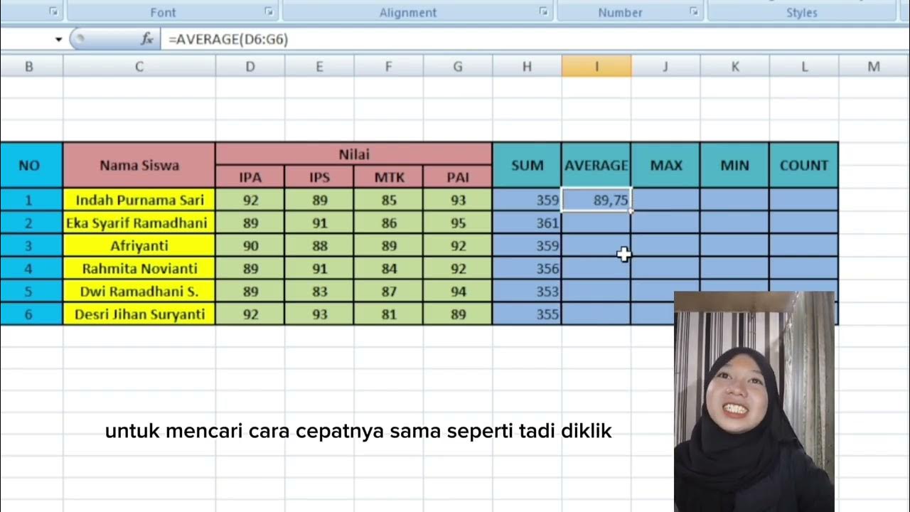 Pembahasan mengenai fungsi SUM,AVERAGE, MAX, MIN dan COUNT pada Microsoft Excel - YouTube