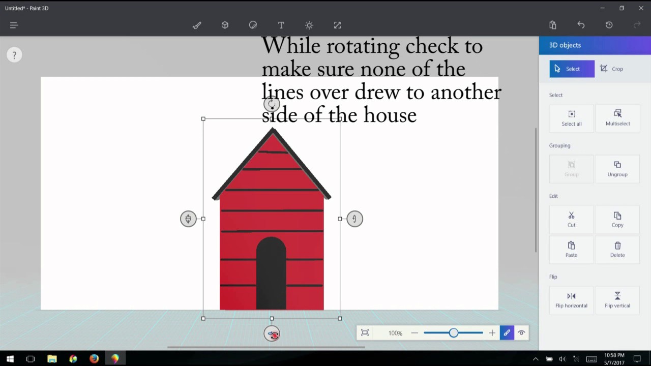 Paint 3d Building a house part 4 Drawing lines on the house - YouTube