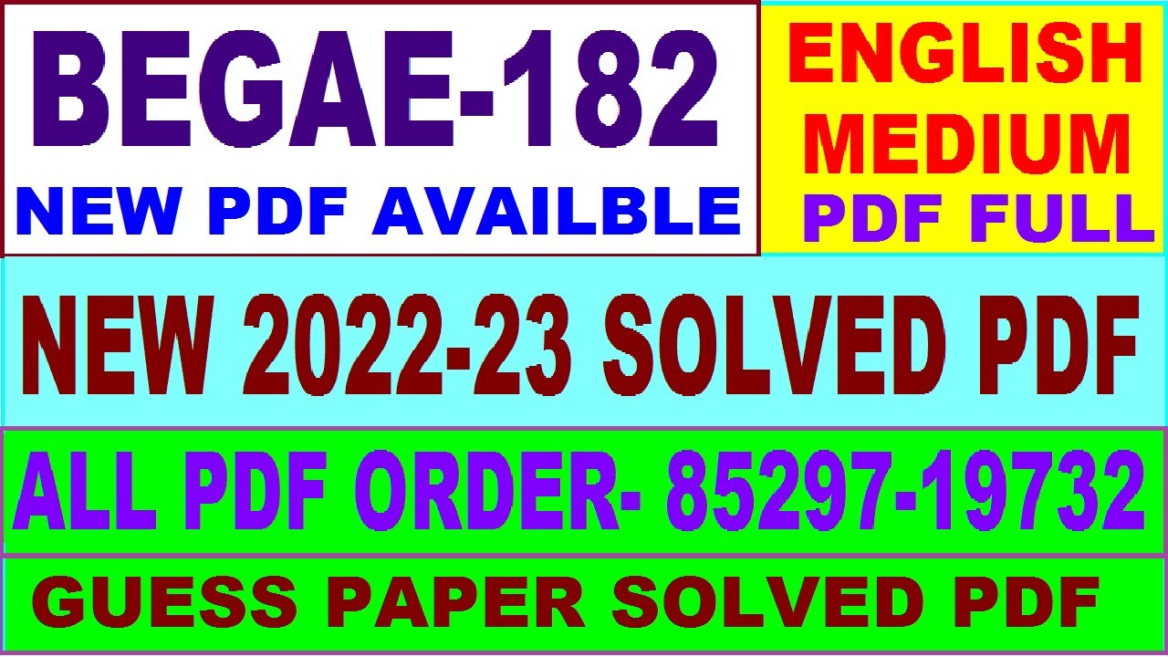 begae 182 solved assignment 2022-23 / begae 182 solved assignment in ...