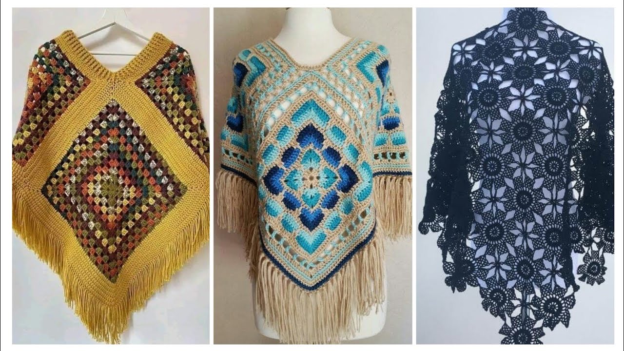 Ideas de diseño de ponchos de crochet modernos y de moda - YouTube