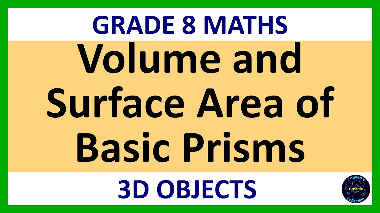Grade 8 Maths Term 3 Lesson 20a Volume and surface area of basic prisms ...