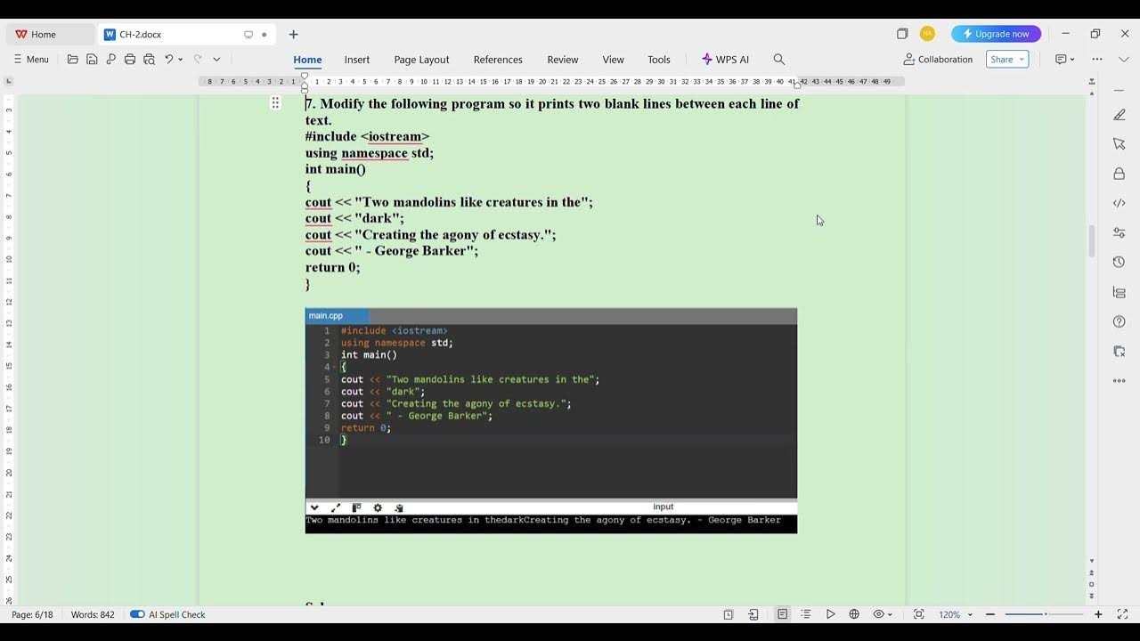 ch-2| Ex- 7 | Modify the following program so it prints two blank lines between each line of ...