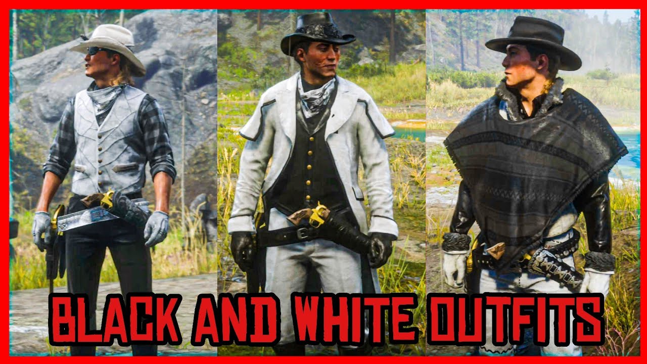Red Dead Online Requested Outfits #160 White and Black Outfits - YouTube