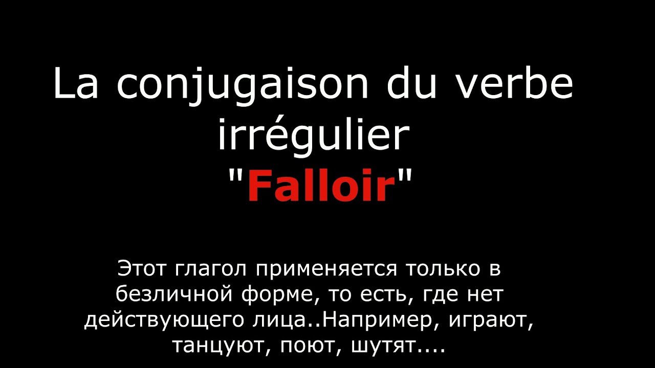 Французские глаголы. Спряжение французского глагола Falloir. Verbe ...