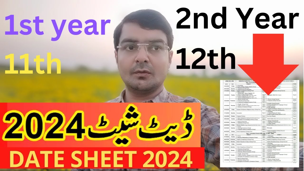 2nd year date sheet 2024, 1st year date sheet 2024, 12th class date ...
