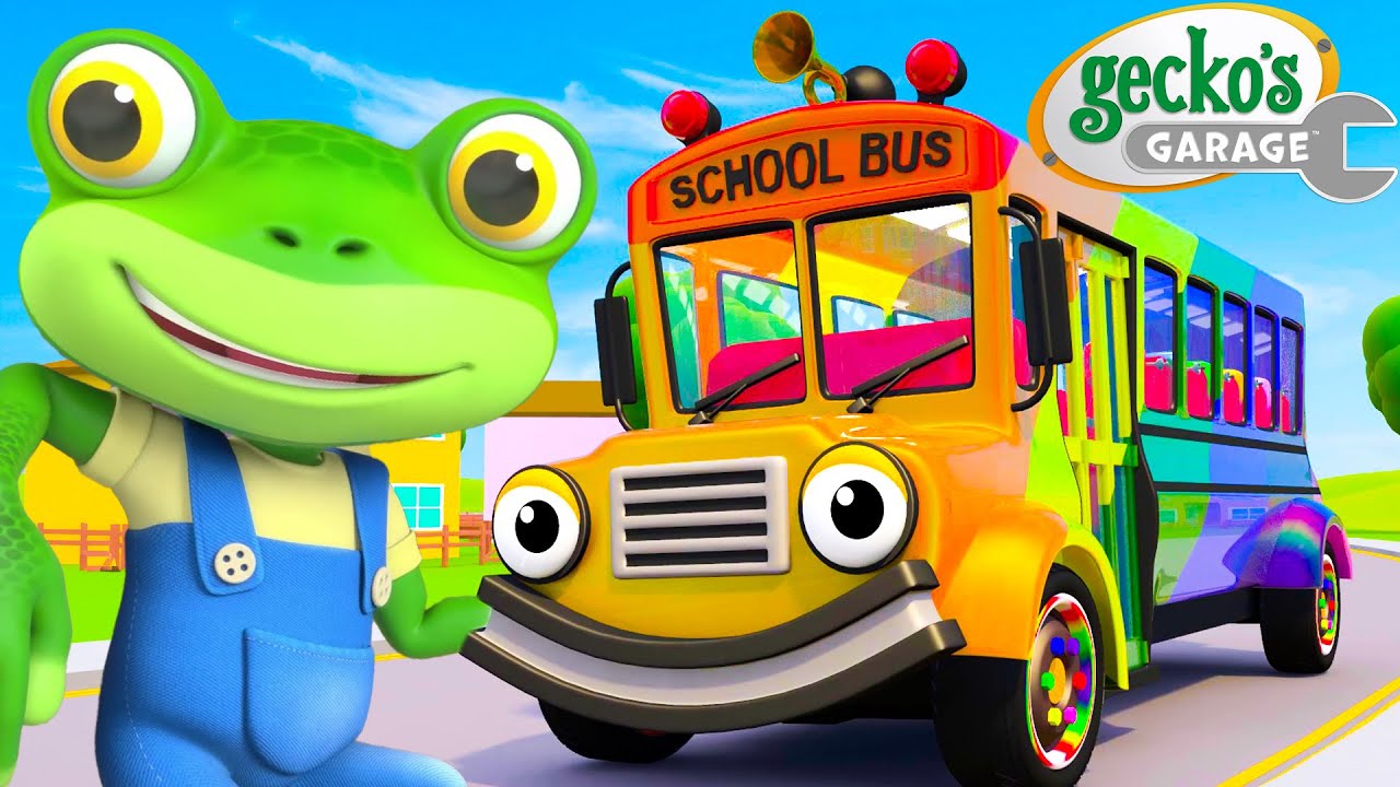 Wheels On The Rainbow Bus | Gecko's Garage Songs｜Kids Songs｜Trucks for ...