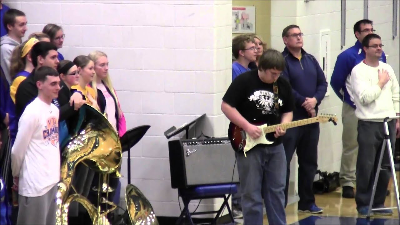Ben Tuttle National Anthem on guitar 2015 at St. Marys Memorial High ...