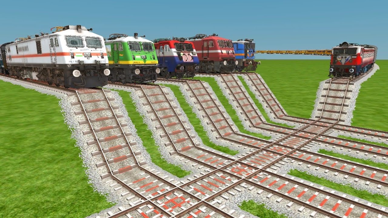 RISKY BRANCH RAILROAD TRACKS/TRAIN CROSS ON THE BUMPY FORKED RAILWAYS ...