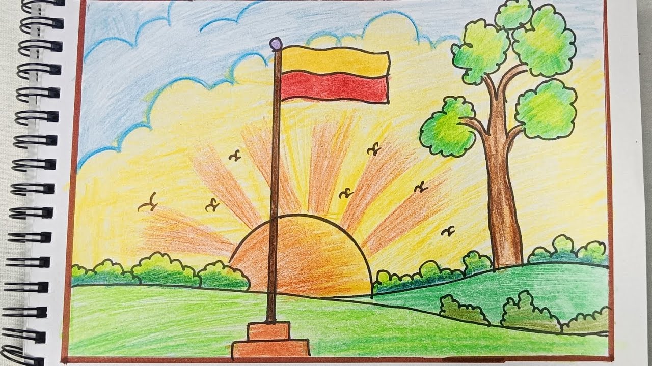 How to draw Karnataka Flag drawing 💛 ️ easy Flag drawing ideas # ...