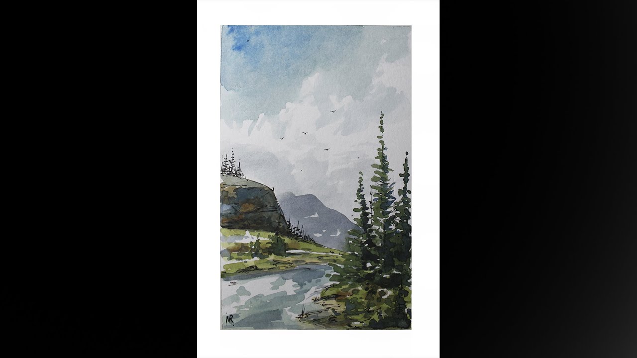 How to Draw Landscape in Real time no Without cuts , watercolor, pen ...