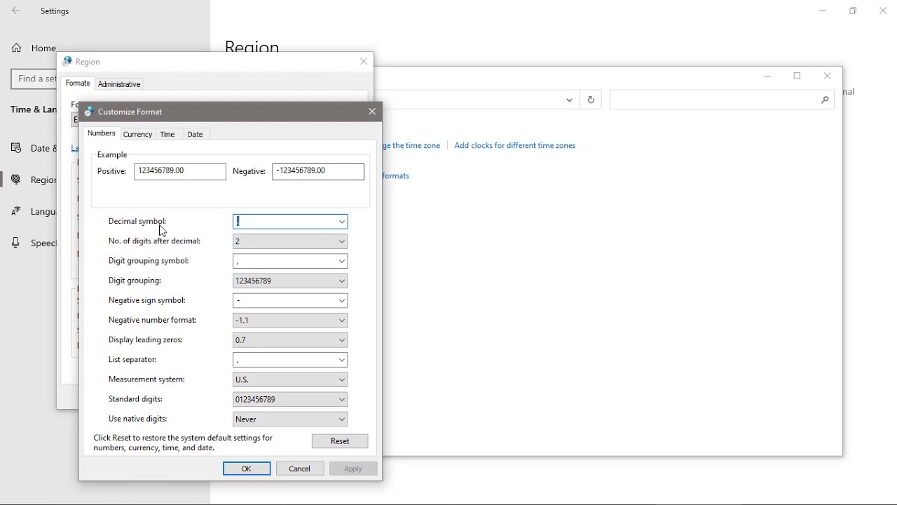 Establecer punto como separador decimal en Windows - YouTube