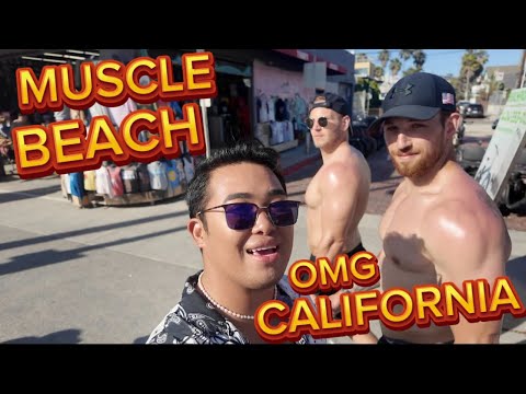 HOT GUYS MUSCLE BEACH IN CALIFORNIA - YouTube