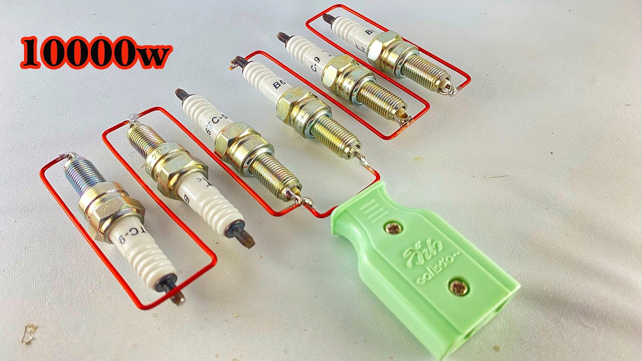 Wow How to make 10000w free electricity energy from spark plug with ...