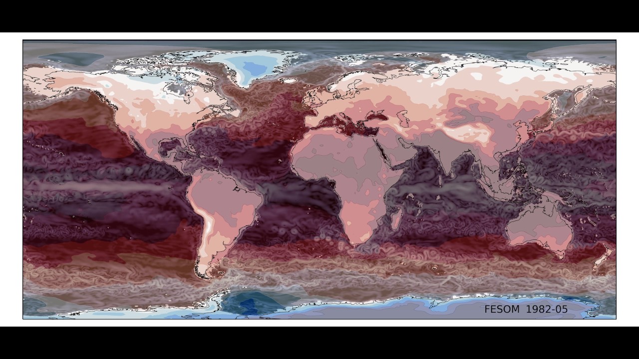 AWI-CM historical simulation, ocean currents and 2m atmospheric ...