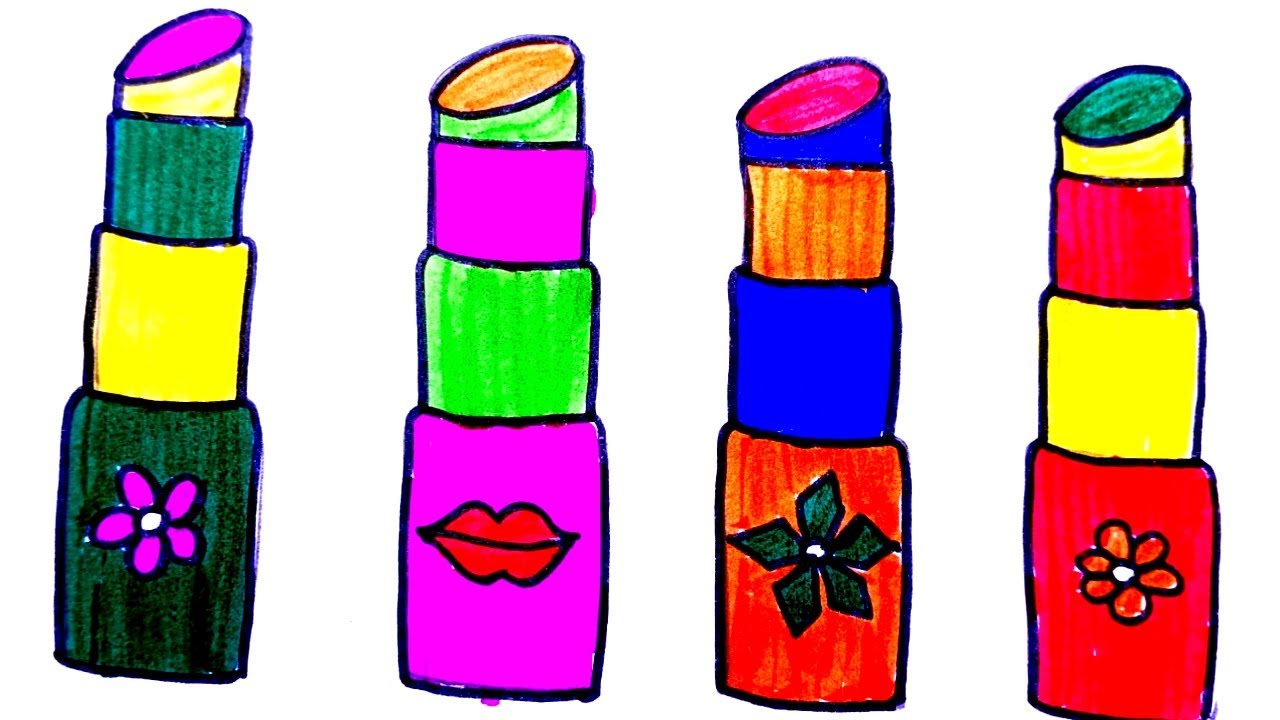 How to draw Colorful Lipsticks easy step by step - YouTube