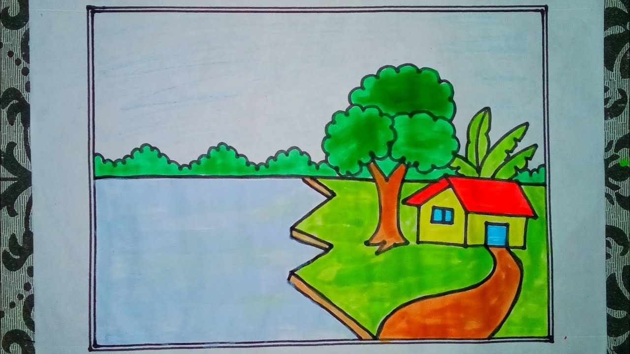 Simple rules for drawing village scenes for Beginners 💛🥰 Village ...