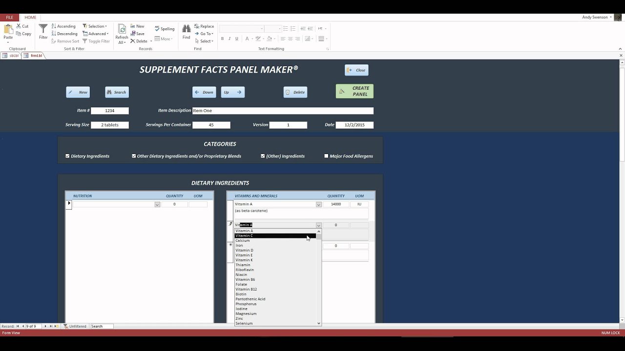 Supplement Facts Panel Maker - Creating a Part 101 compliant supp facts ...