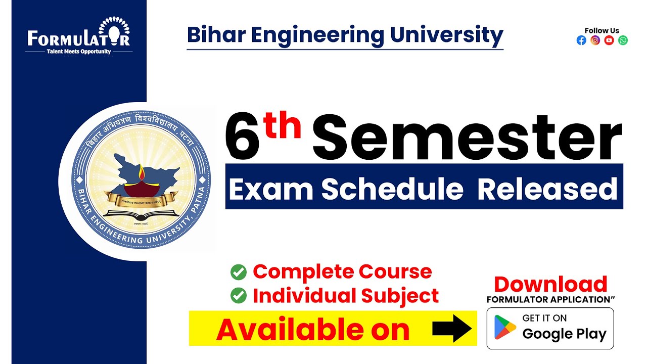 6th Semester Exam Schedule Realesed | Bihar Engineering University ...