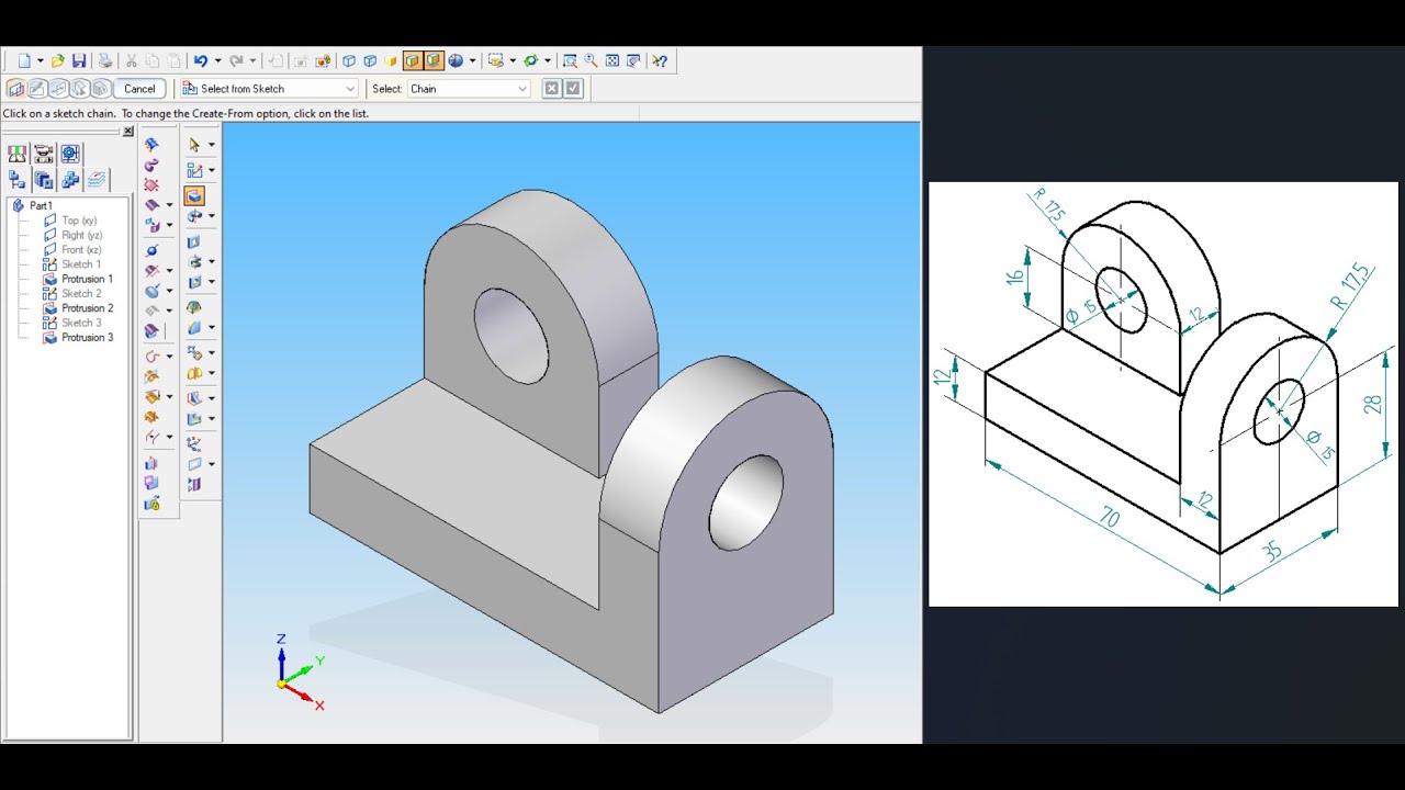 EX1.9 20ME02P 3D MODEL - CAEG Lab Solid Edge (Kannada) - YouTube