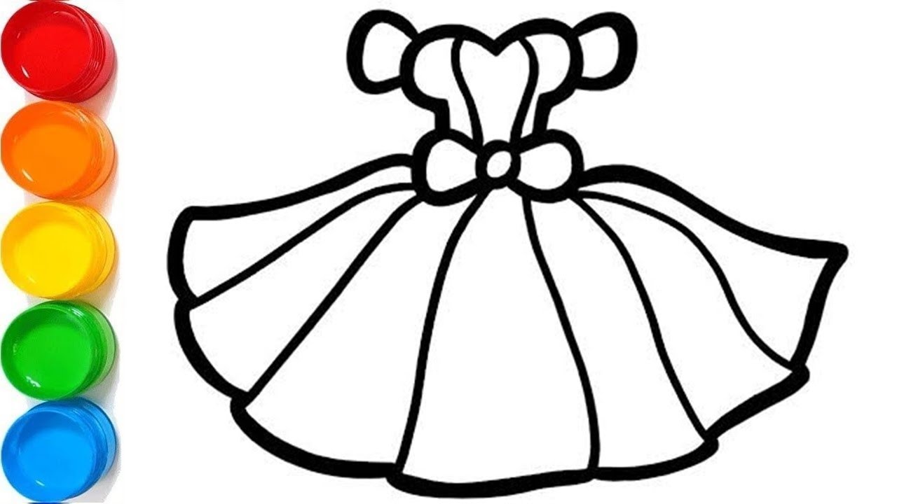 How To Draw Princess Dress || Easy Dress Drawing And Coloring For Kids ...