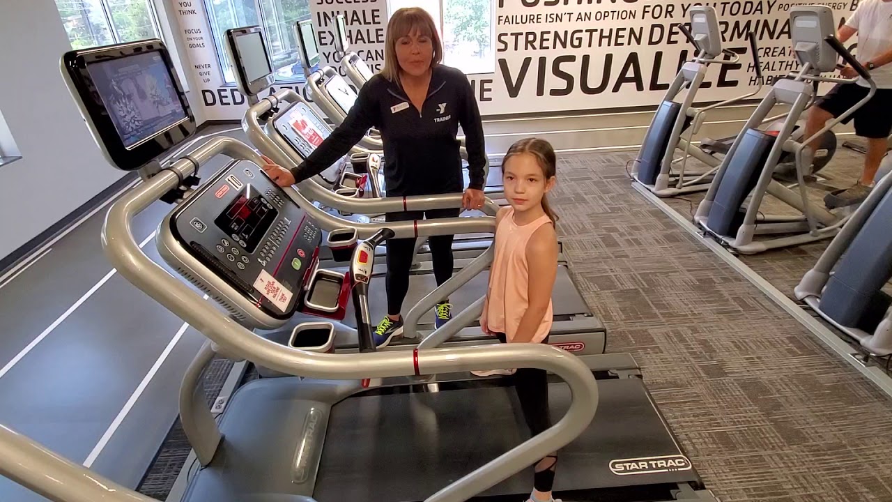 AMA YMCA Youth Wellness Star Trac Treadmill - YouTube