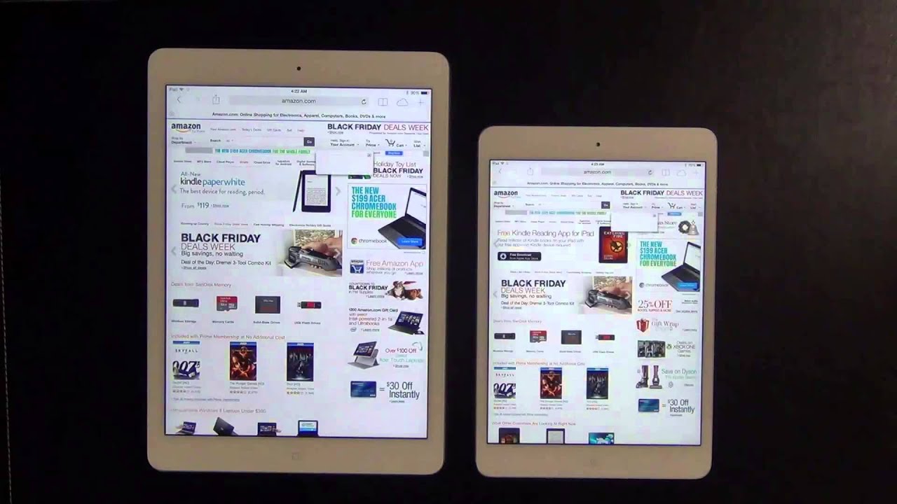 iPad Air vs iPad Mini 2 (Retina Display) Web Browser Speed Test - YouTube