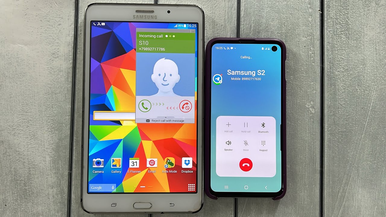 Test Call Tablet Samsung Tab 4 mini & Phone S10e - YouTube