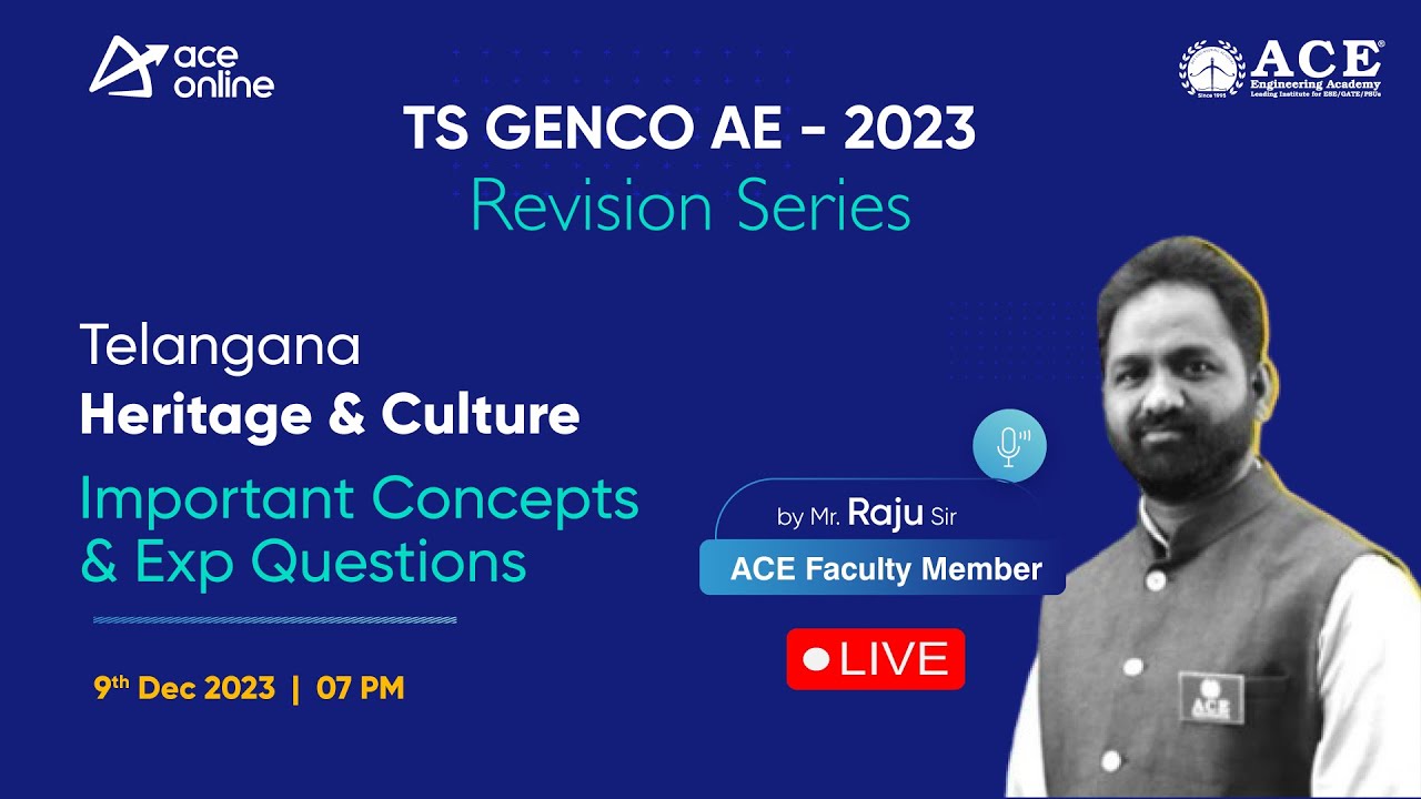 TSGENCO-AE Revision Sessions| Telangana Heritage & Culture |Imp ...