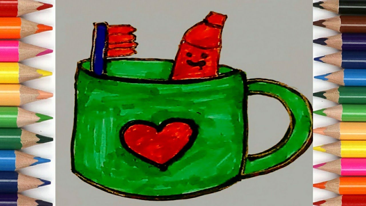 How to draw a toothbrush and toothpaste| Easy drawing for kids step by ...