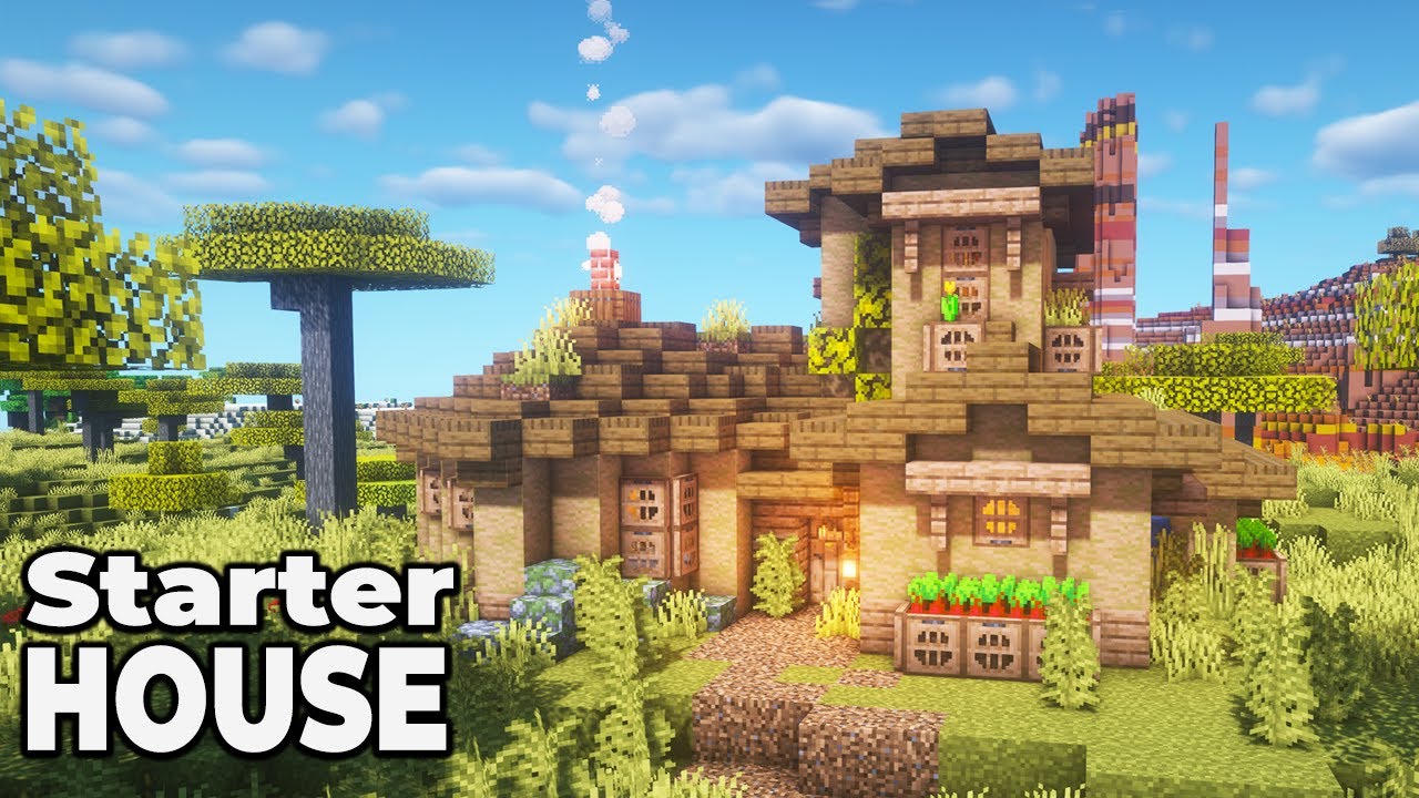 How to build an Awesome Wooden House in Minecraft 1.15 [STARTER HOUSE ...