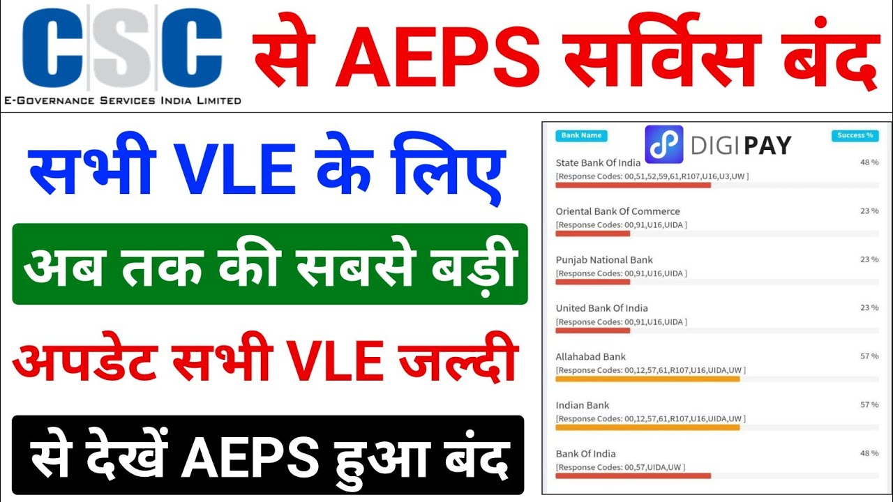 CSC से AEPS को लेकर हुआ बड़ा बदलाव | सभी बैंकों का AEPS हुआ बंद | CSC ...