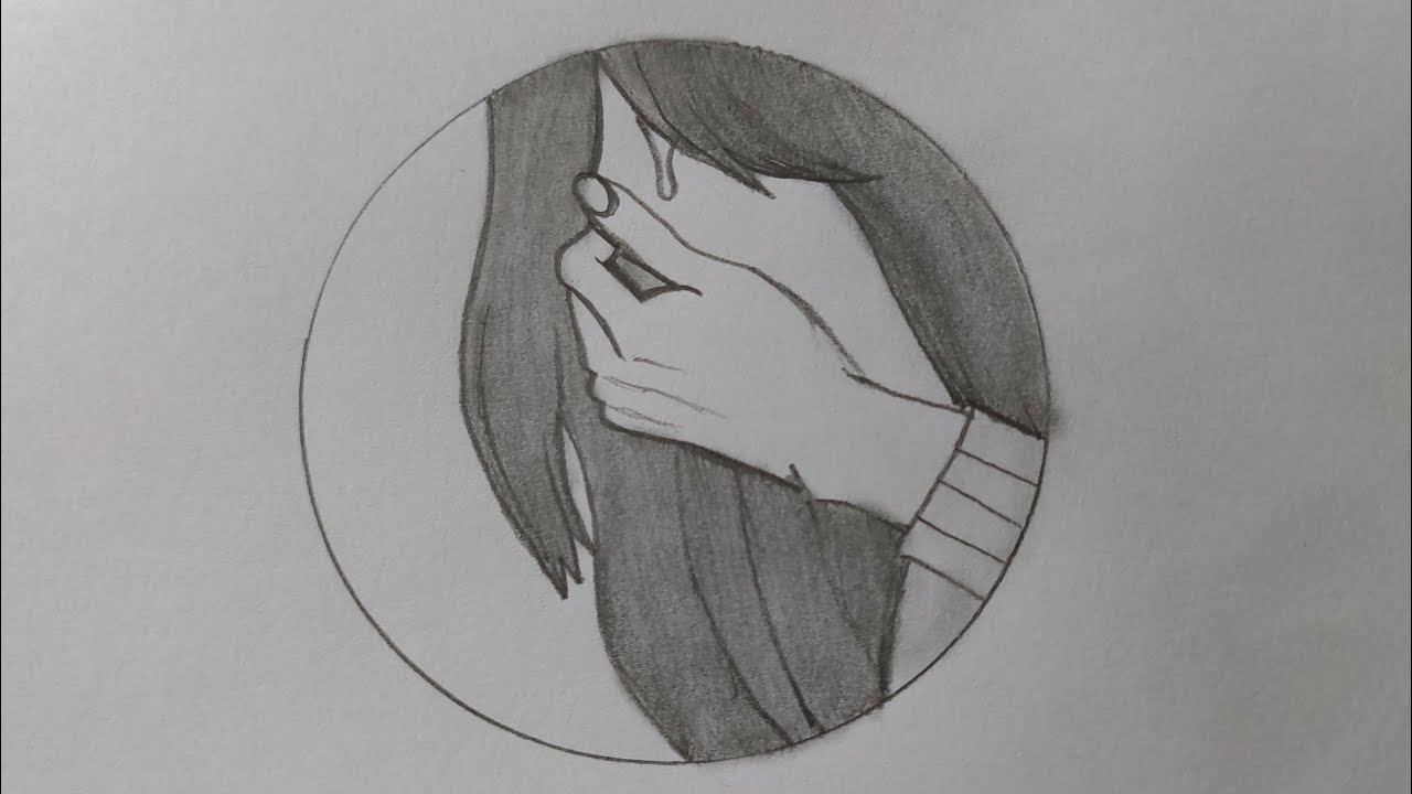 Crying girl drawing | circle drawing for beginners | how to draw a girl ...