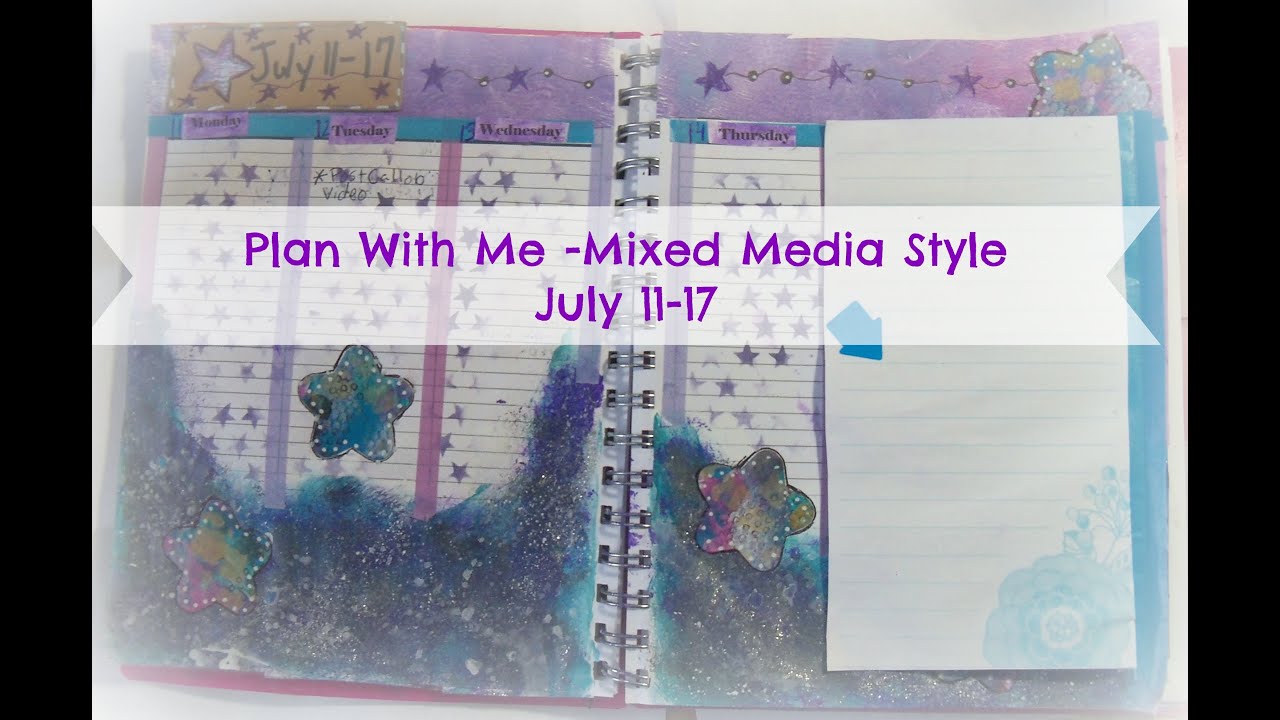 Plan with me mixed media style --July 11- 17/planner decoration - YouTube