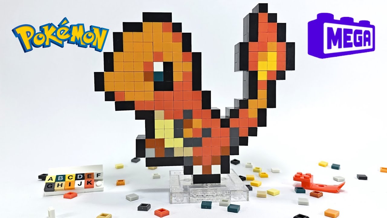Building MEGA Pokemon Charmander Pixel Art - Lego Pokemon Speed Build ...