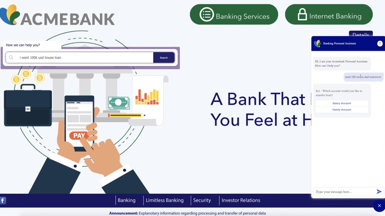 CBOT PRE-BUILT BANKING CHATBOT DEMO - YouTube