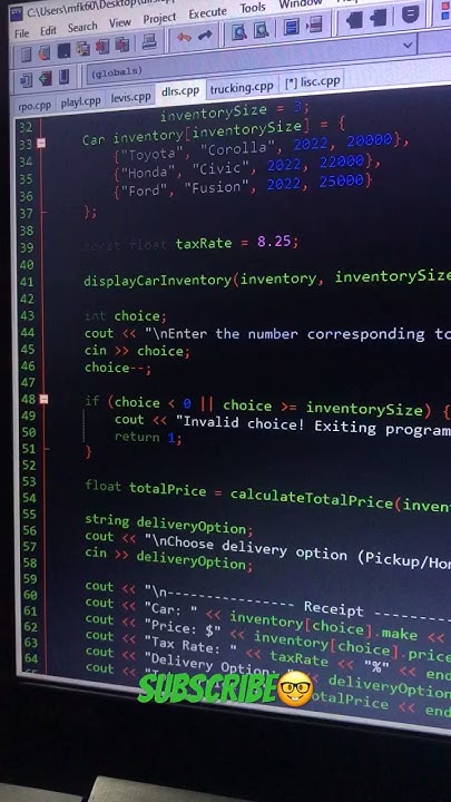 showroom in c++ IDE dev c++#cppprogramming #codingtime #codinglife - YouTube