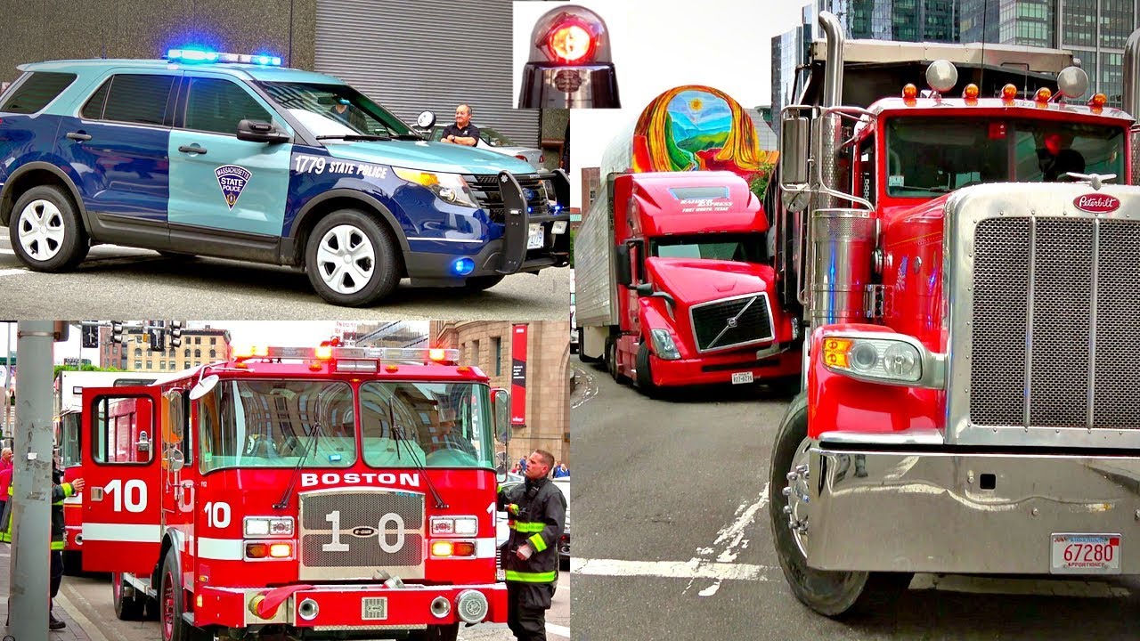 Two Tractor Trailer Collide - Massachusetts State Police, Boston Fire ...