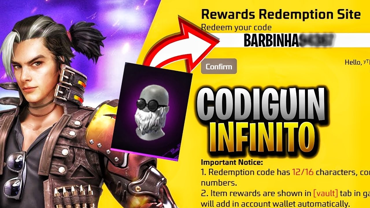 NOVO CODIGUIN INFINITO FREE FIRE! COMO PEGAR O NOVO CODIGUIN DA ...